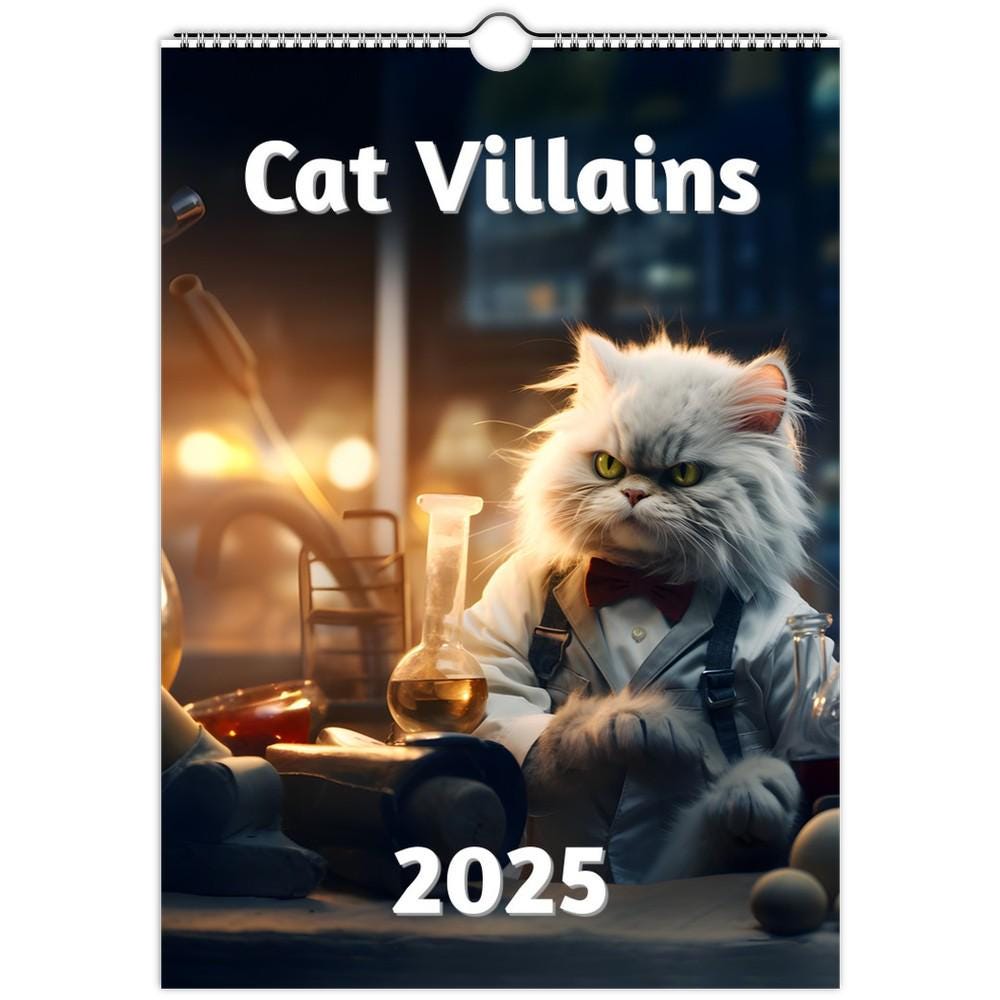Cat Villains 2025 Wall Calendar (EMEA-APAC) / Funny / Quirky ...