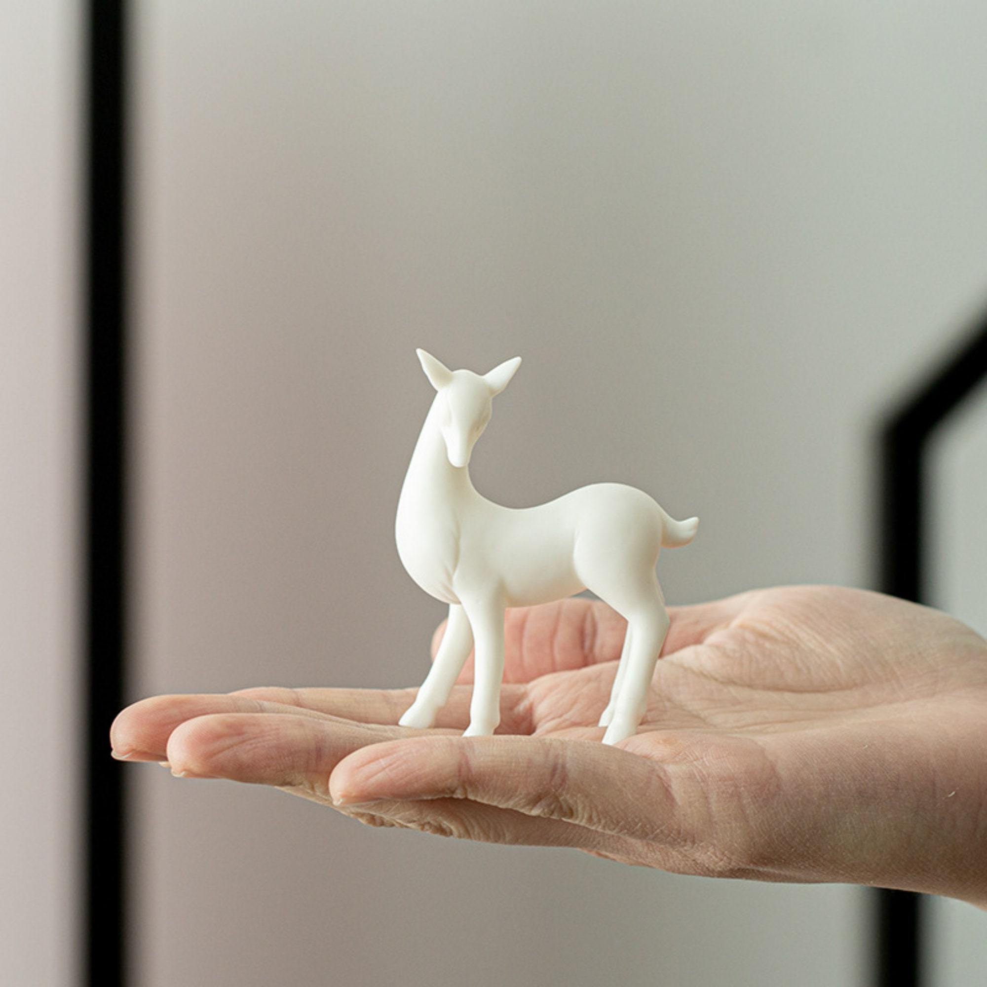 White Ceramic Deer Small Deer Figurine Ceramic Animal Miniature ...