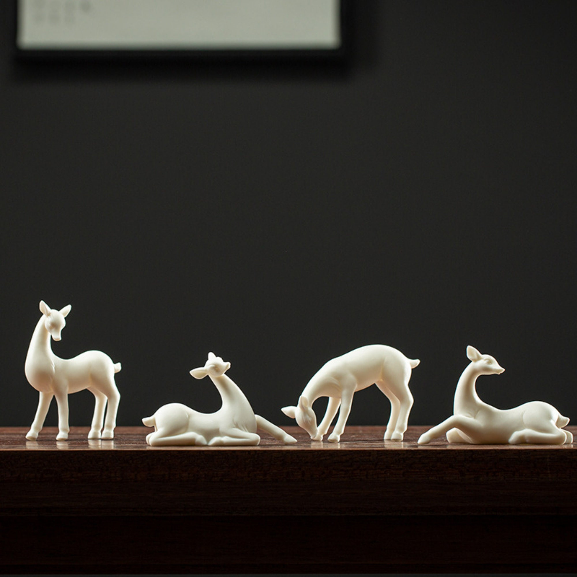 White Ceramic Deer Small Deer Figurine Ceramic Animal Miniature ...