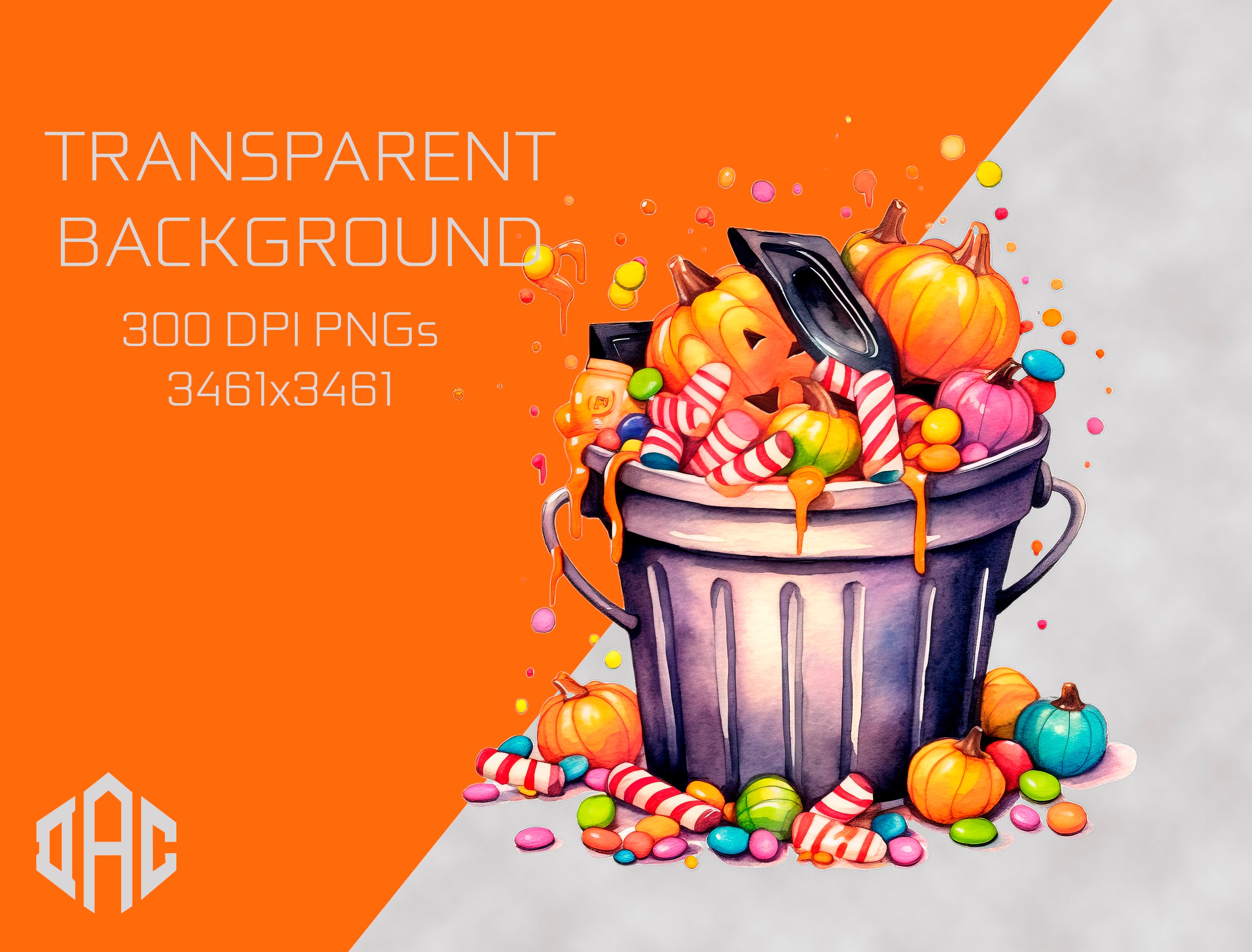 Watercolor Halloween Candies Clipart PNG Digital Downloads for - Etsy