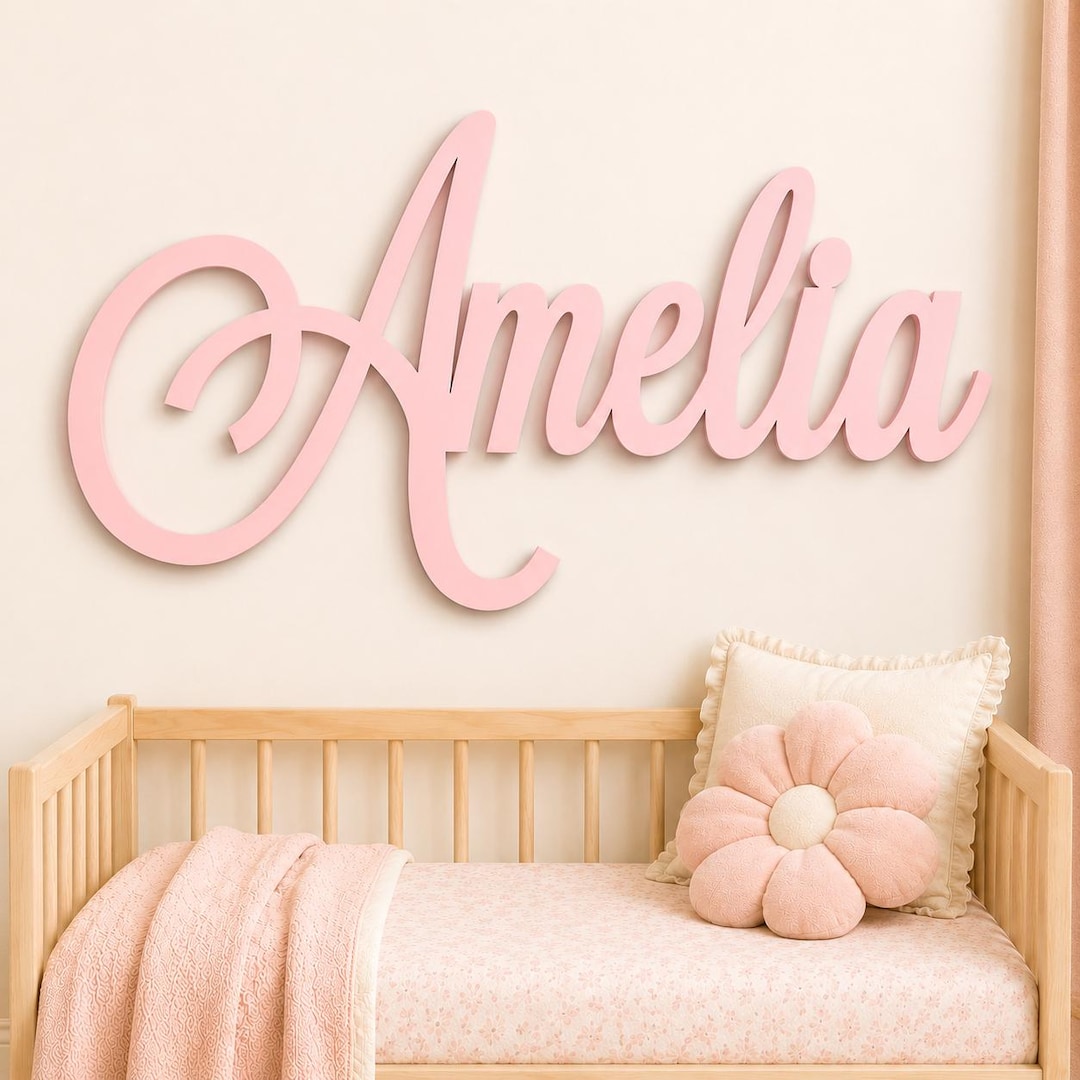 Personalized Wooden Name Sign for Nursery Wall Decor, Custom Kids Room ...