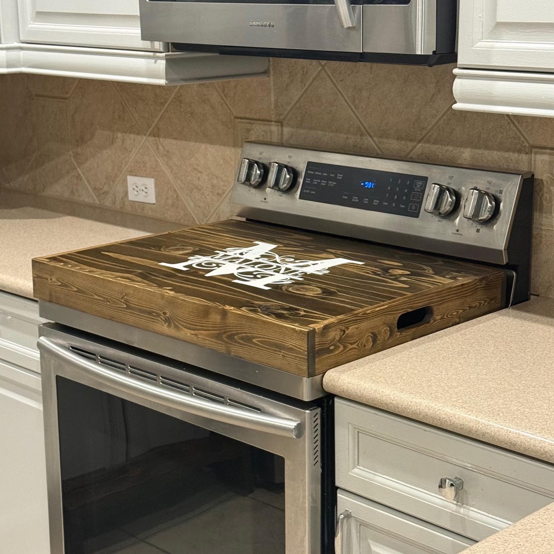 Personalized Farmhouse Stove Cover: Wood, Gas, Electric - Monogram ...