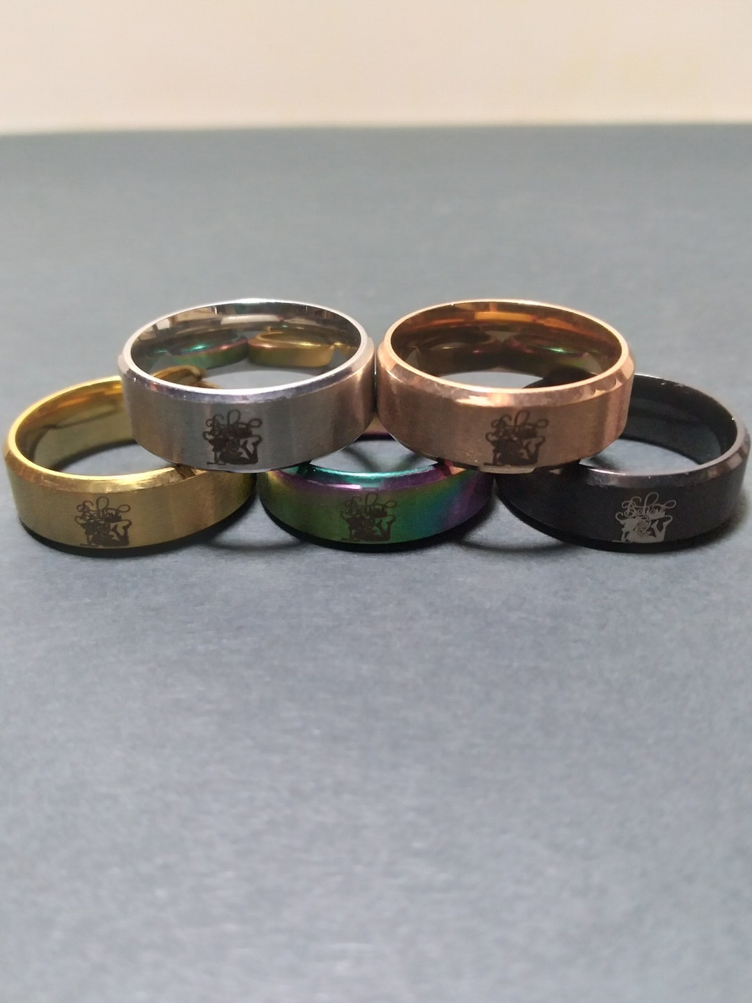 SS8DR5 Tinkerbell believe Ring Etched Titanium Stainless Steel Disney ...