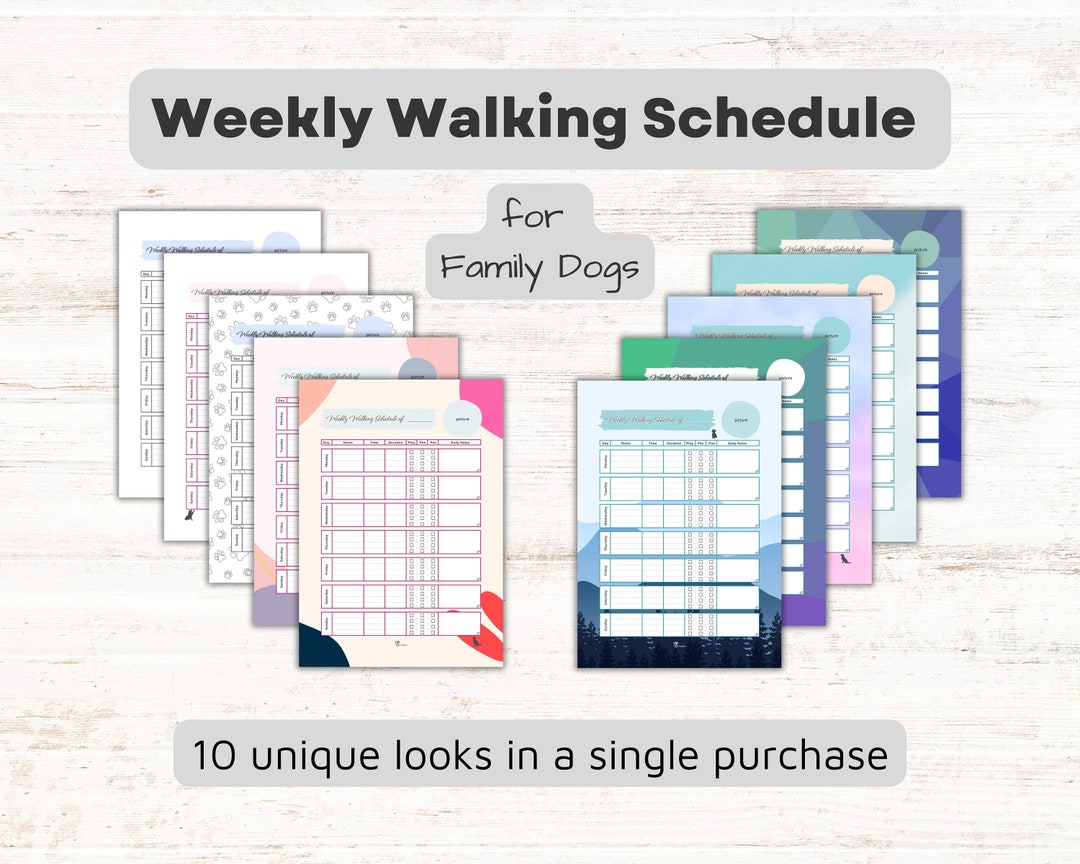 Weekly Walking Schedule Template for Dogs, Vet-recommended Routine ...
