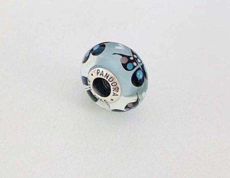Pandora Butterfly Kisses Blue Murano Glass Charm Retired Sterling ...