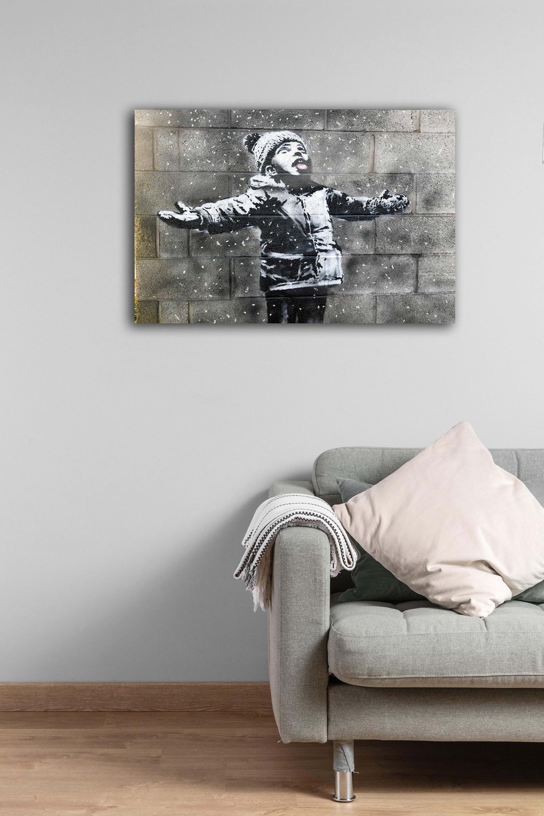 Banksy Snow Painting Wall Decor Banksy Boy Canvas Art - Etsy