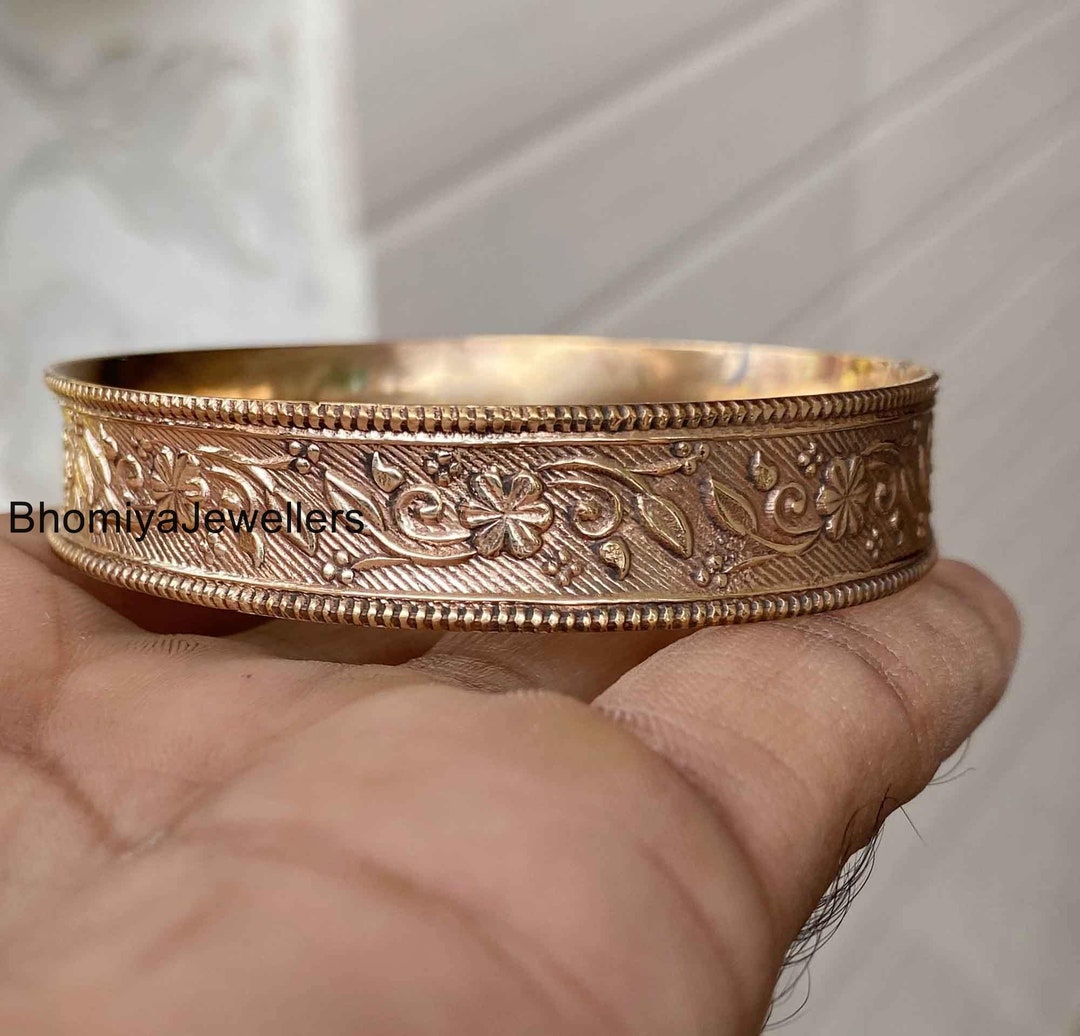 Hammered Solid Pure Copper Bangle Copper Floral Bangle - Etsy