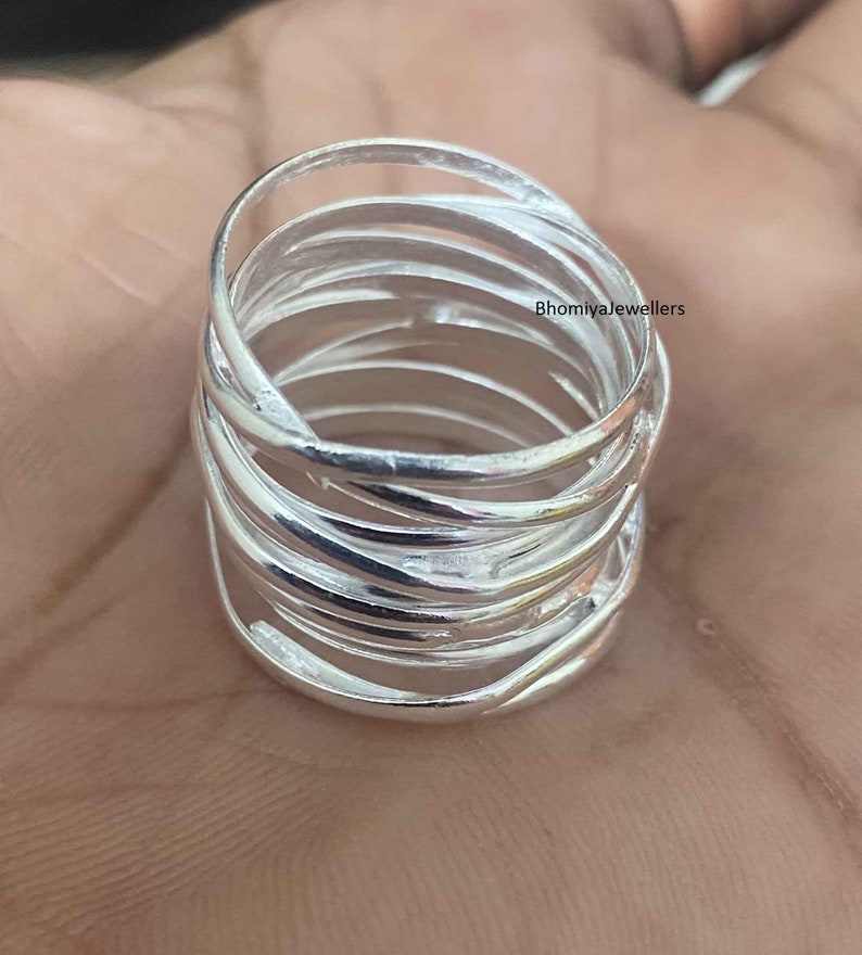Sterling Silver Criss Cross Ring: Multi Layer Wire Wrapped Boho ...
