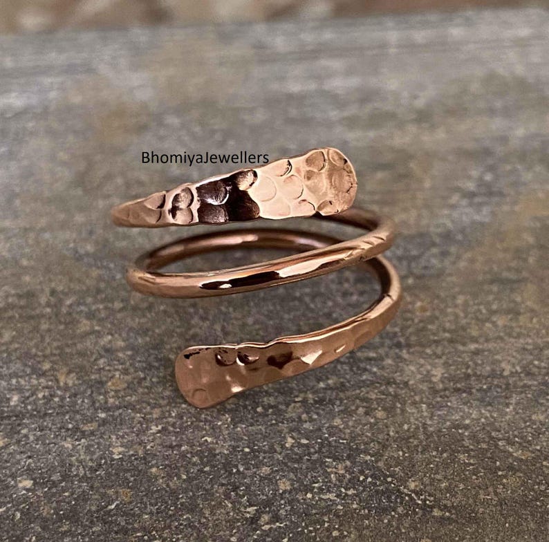 Handmade Hammered Copper Wrap Ring: Adjustable Thumb/arthritis Jewelry ...