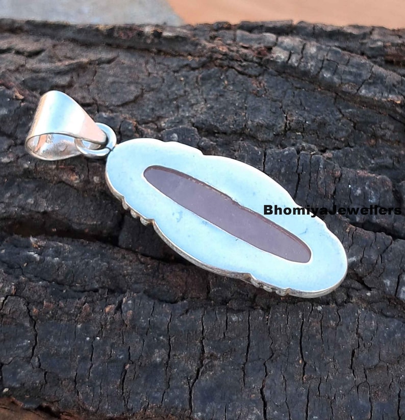 Handmade Rose Quartz 925 Sterling Silver Pendant, Boho Oval Gemstone - Etsy