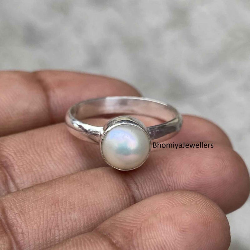 Silver Pearl Rings Uk - Etsy