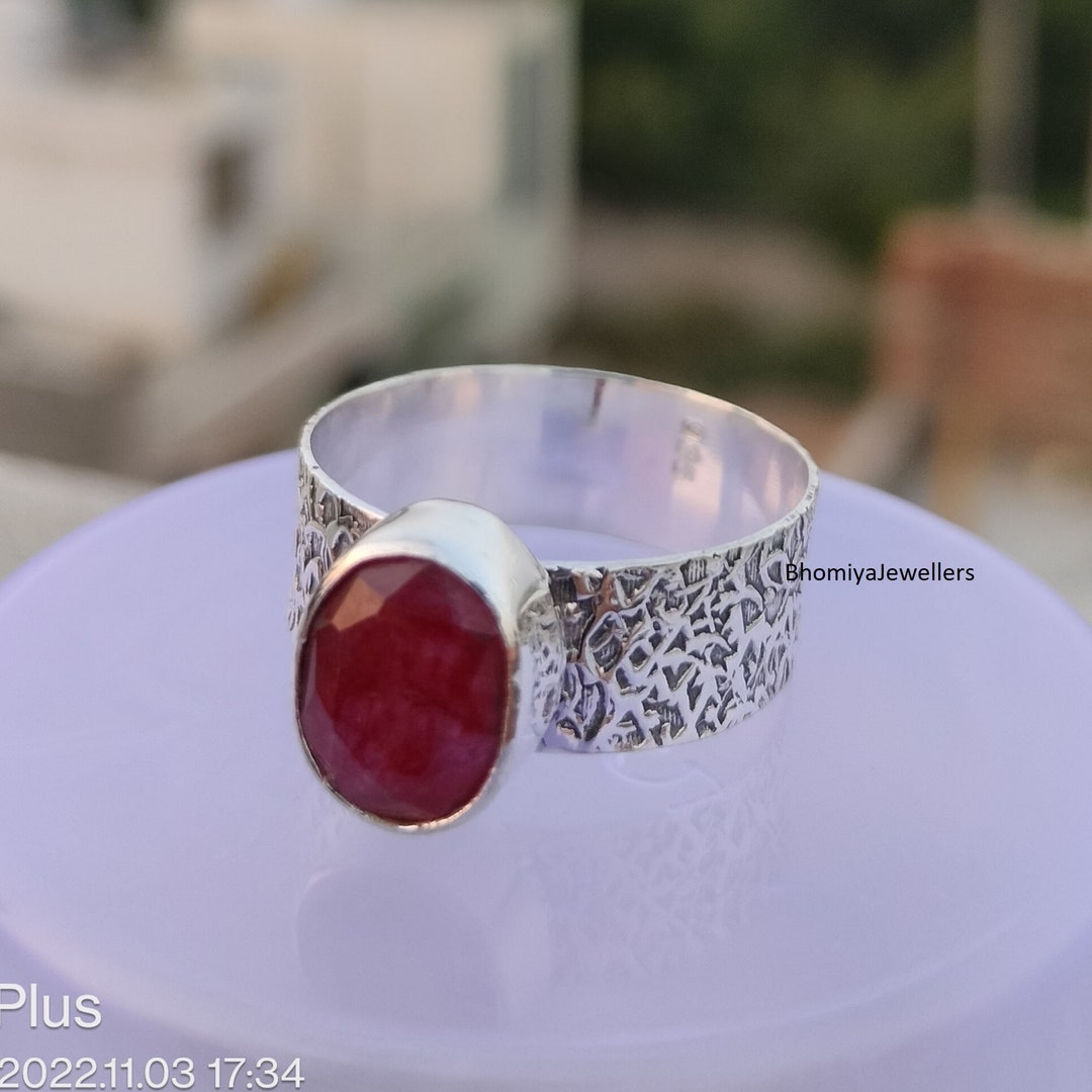 Ruby Gemstone Ring, Ruby Silver Ring, Ruby Ring, 925 Sterling Silver ...