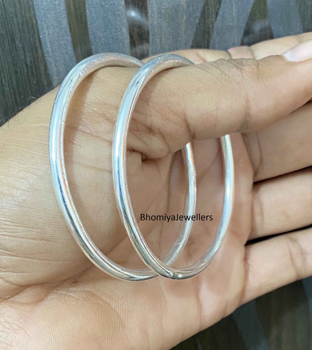 Set of 2 Sterling Silver Bangles, Thin/plain Silver Bangles, Stackable ...