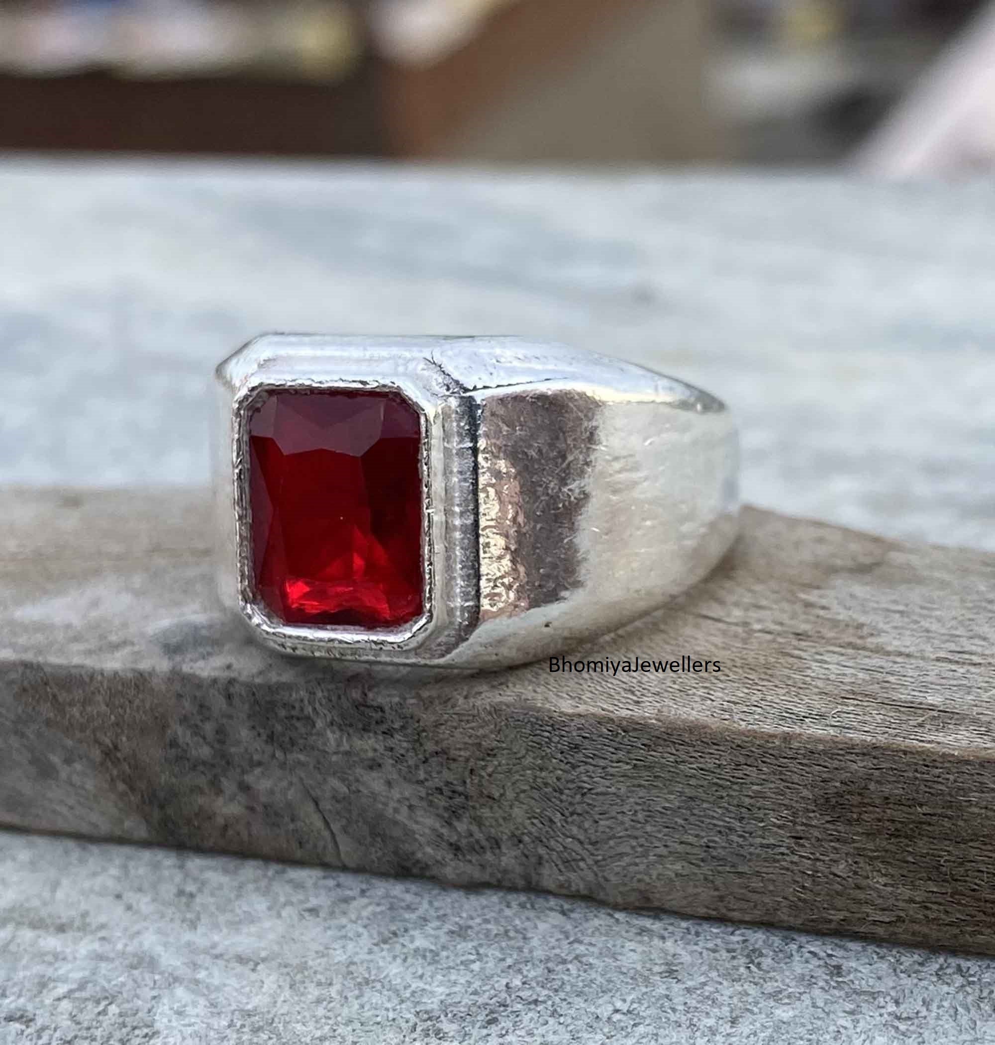 Garnet Men's Ring 925 Sterling Silver Ring Signet - Etsy