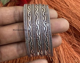 Sterling Silver Bangles, 7 Design Bangles, Bangle Bracelet Set, 925 ...