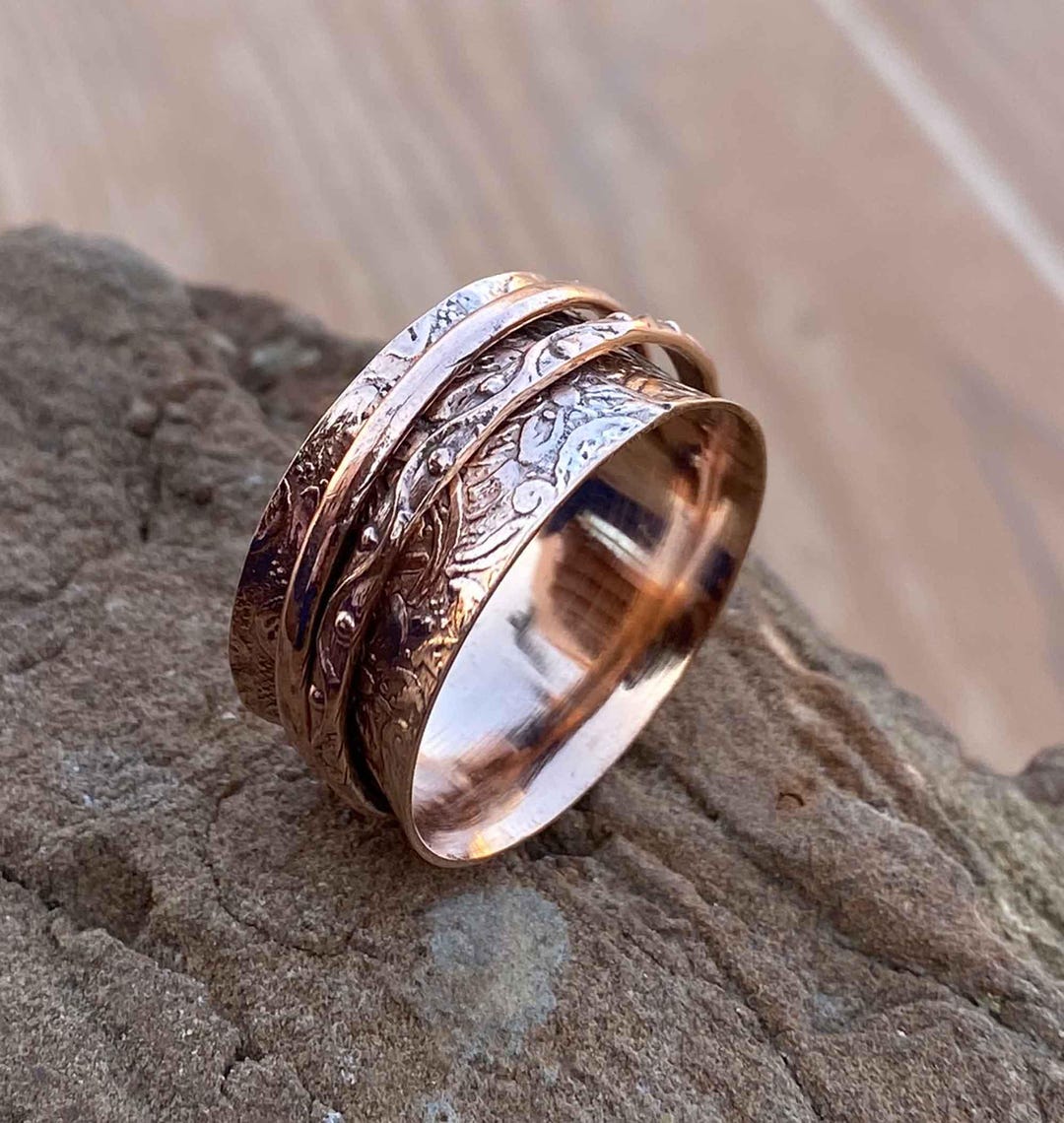 Pure Copper Spinner Ring, Magnet Ring, Copper Ring, Handmade Ring, Statement Ring, Boho Spinner ...