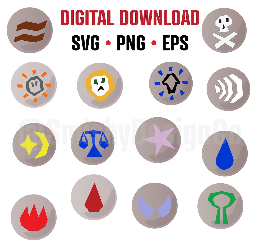 Coloured Vectors of OSRS RS3 Runes Old School Runescape - Etsy