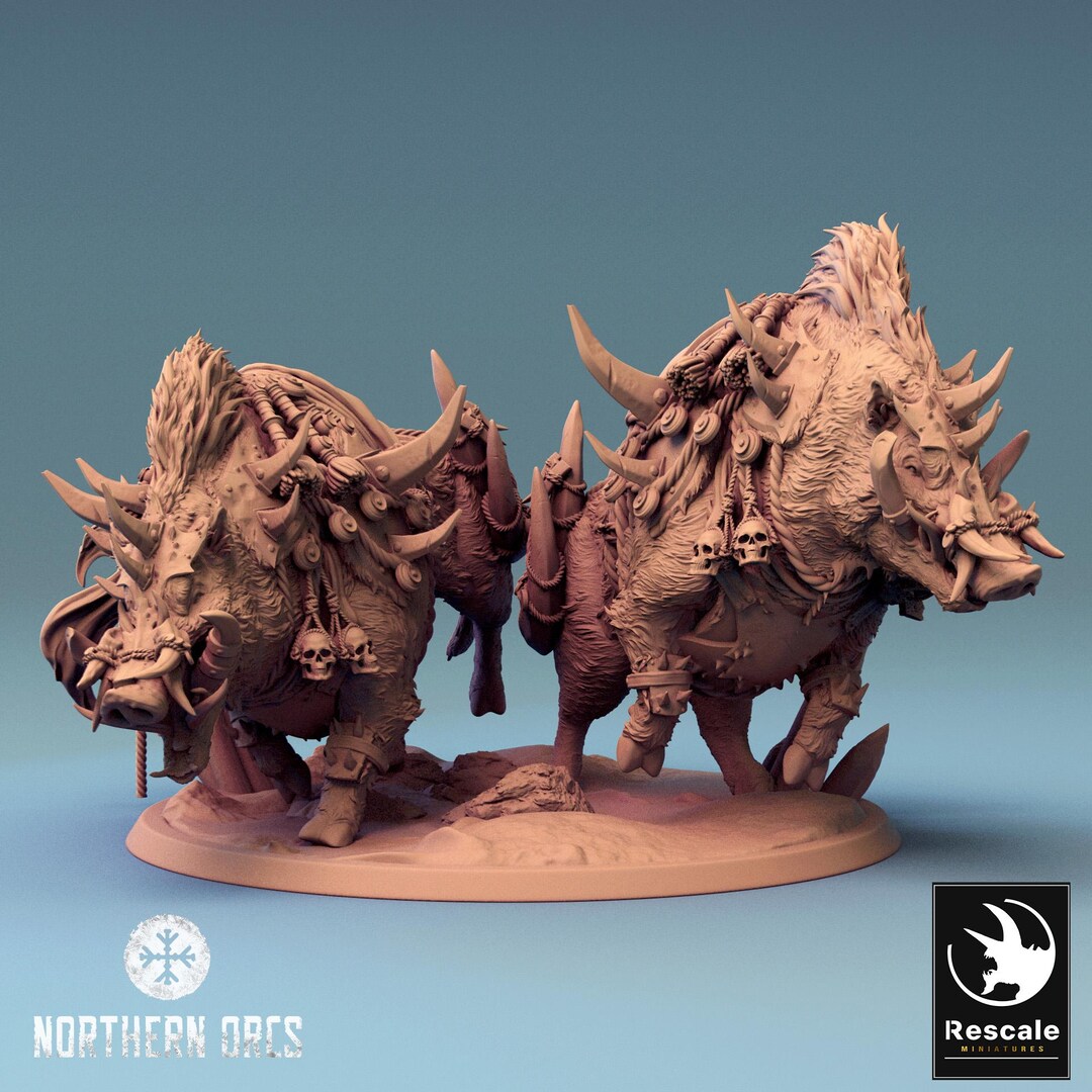 Rescale Miniatures: Northern Orcs Tribe Saddled Boars 7 Options ...
