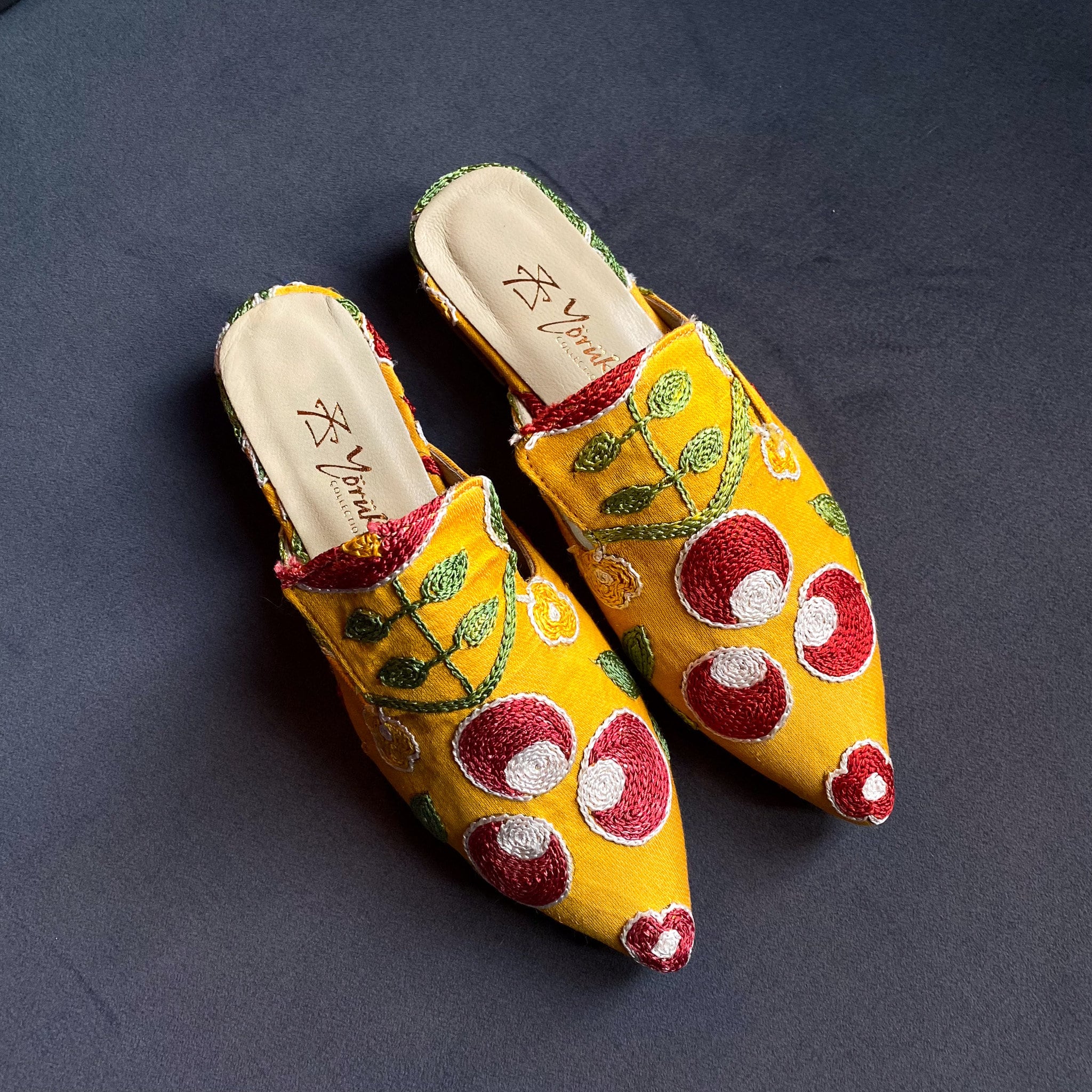 Yellow Suzani Slipper, Luxurious Shoe, Embroidered Slipper, Pointed ...