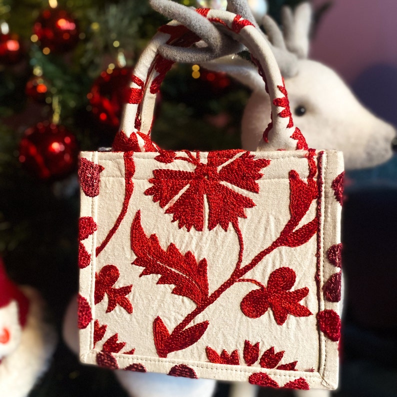 Pomegranate Bag, Small Red Tote Bag, Christmas Gift, Red Christmas Gift ...