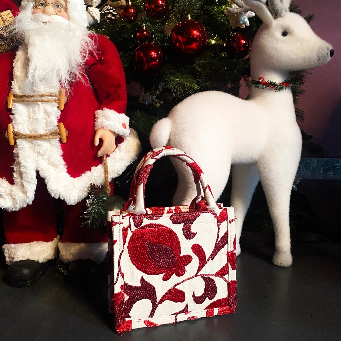 Pomegranate Bag, Small Red Tote Bag, Christmas Gift, Red Christmas Gift ...
