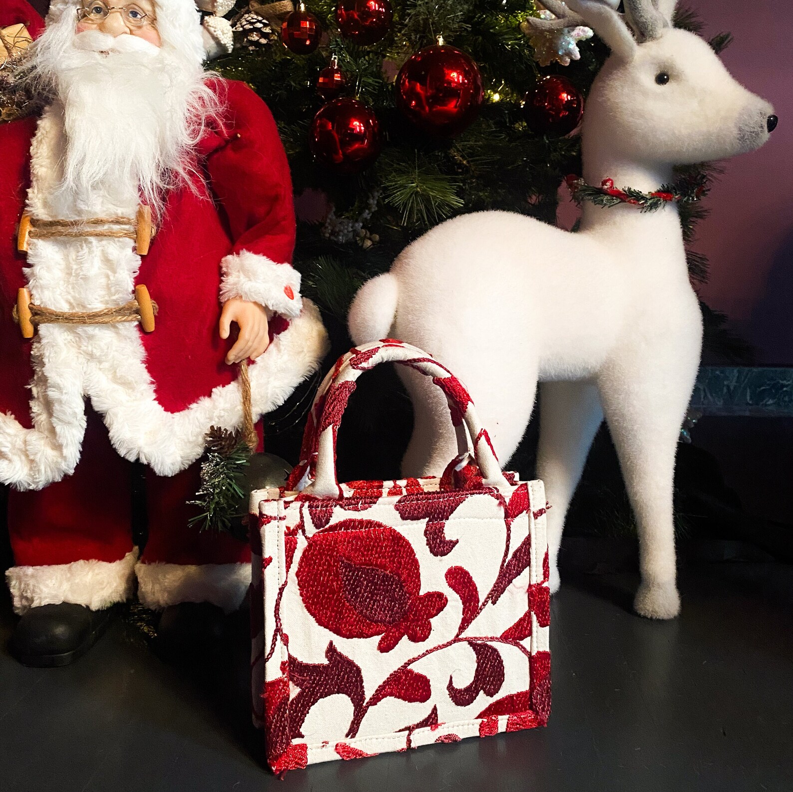 Pomegranate Bag, Small Red Tote Bag, Christmas Gift, Red Christmas Gift ...