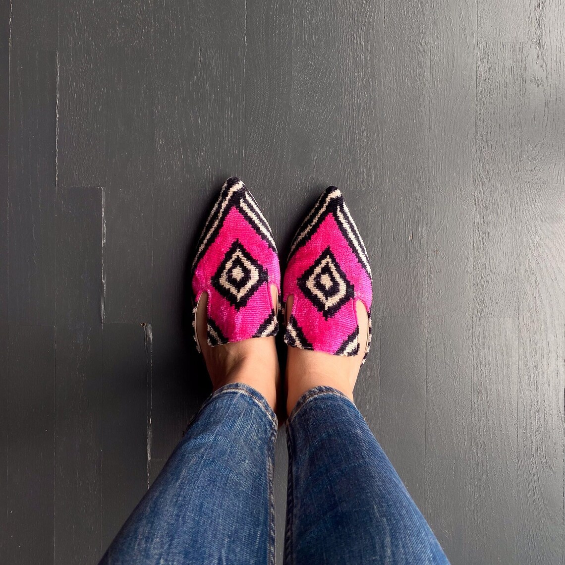 Pink Velvet Slipper, Short Heel Slipper, Textile Mule, Gift for Her ...