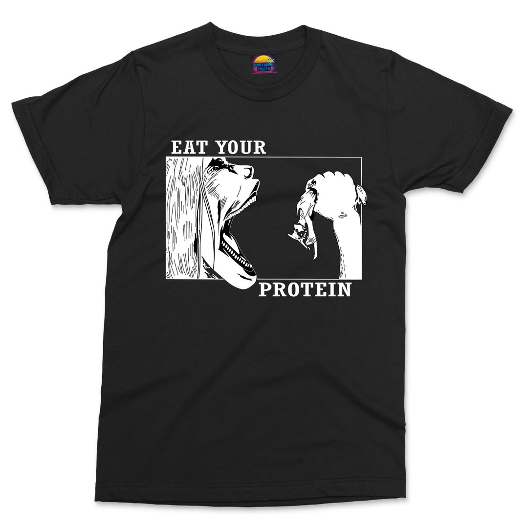 Funny Anime T-shirt, Eat Your Protein, Japanese Anime Manga Gift, Giant ...