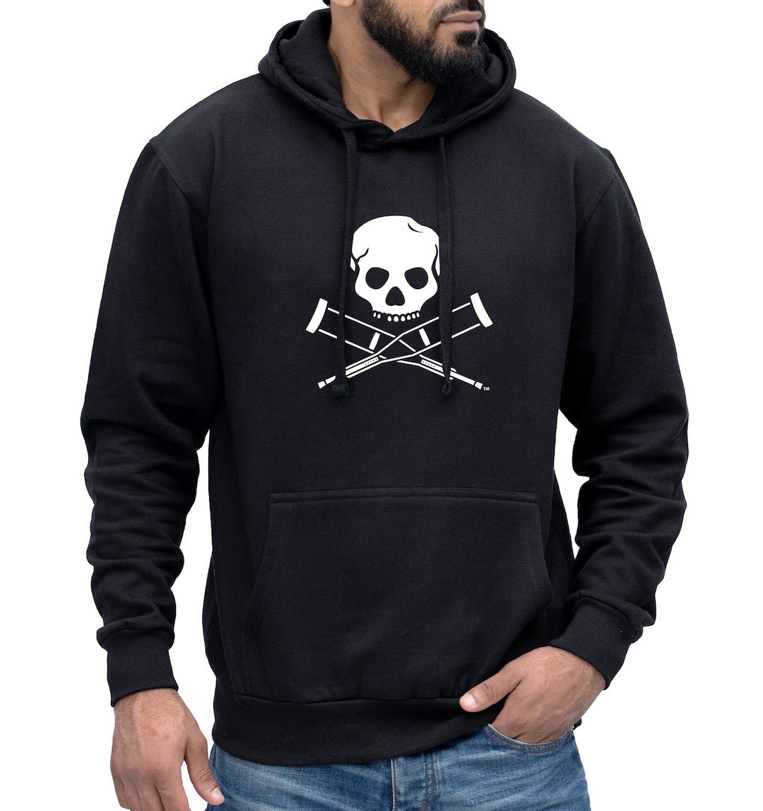 Skull and Crutches Logo Hoodie, Funny Jackass Inspired Jumper Stunt ...