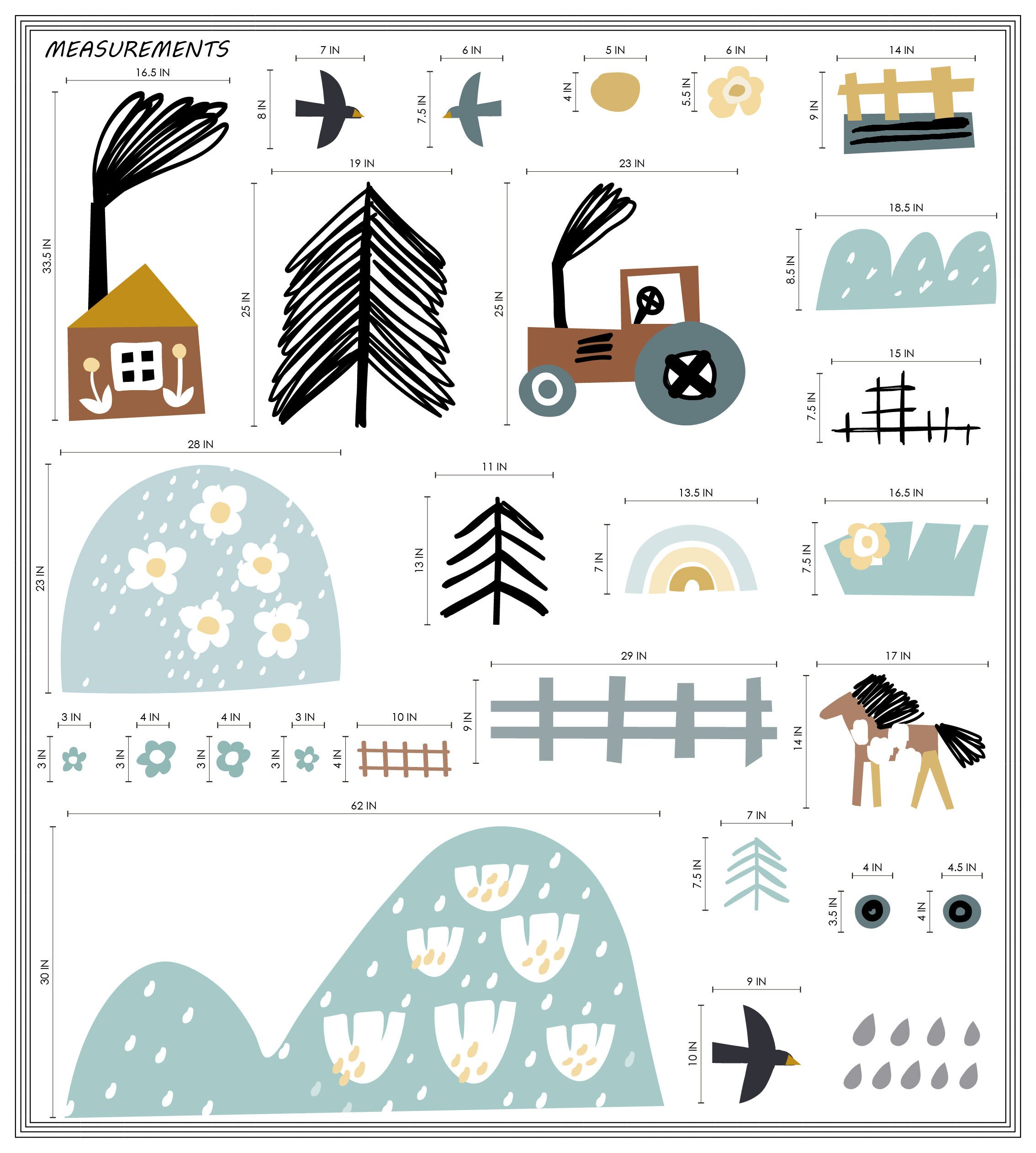 Farm View Wall Decal Countryside Wall Sticker With Horse Wallpaper ...