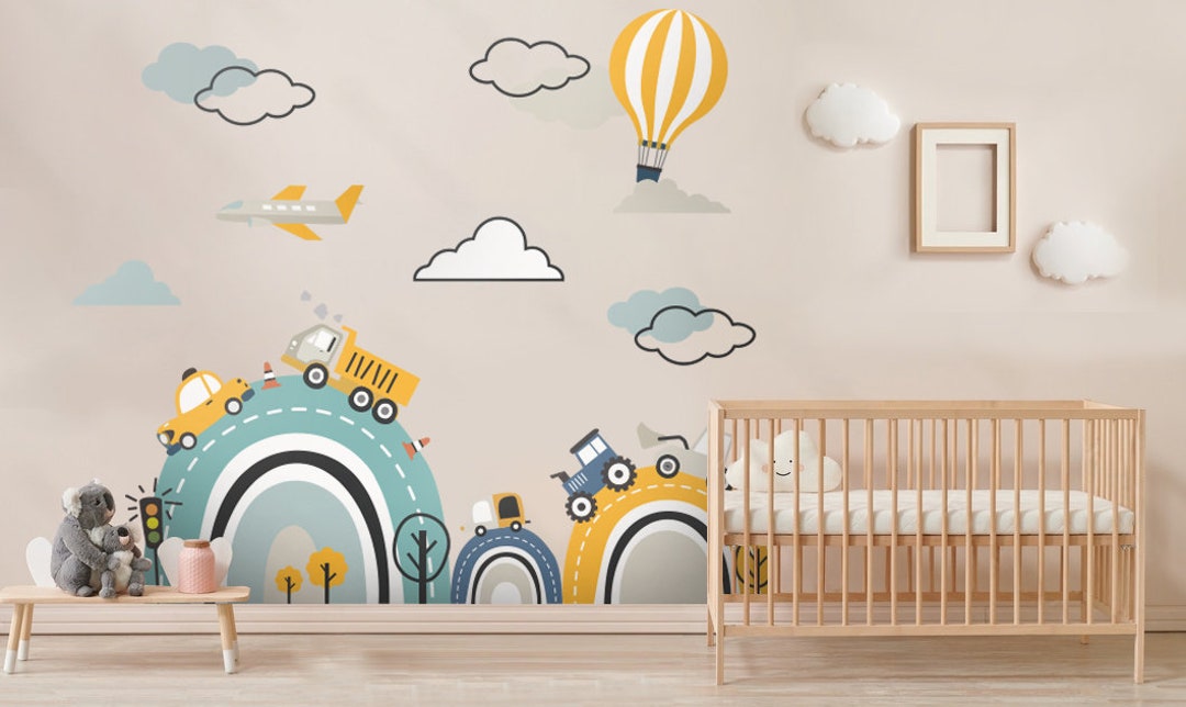 Toy Vehicles Wall Decal Toy Car Wallpaper Removable Landscape Wall ...