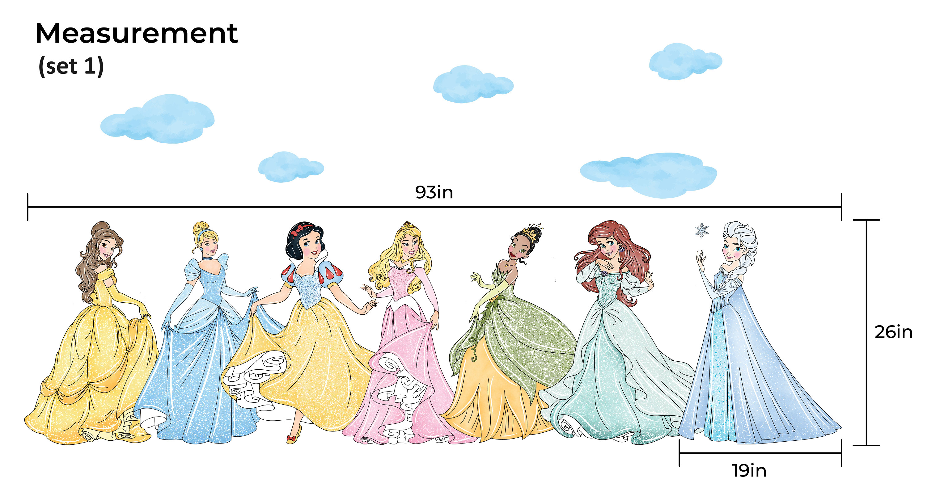 Disney Princess Wall Sticker for Girls Princess Wall Decal Nursery ...