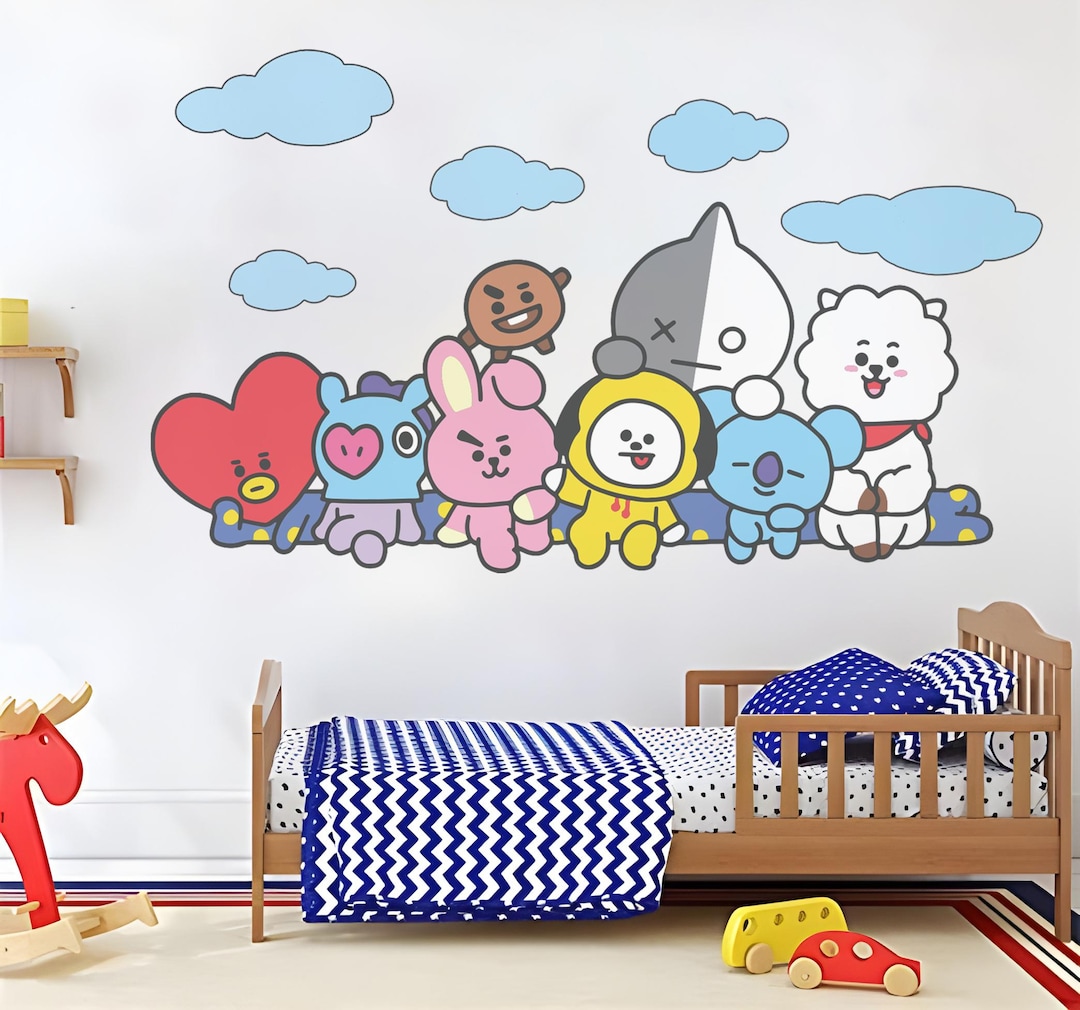 Removable BT21 Wall Decal for Nursery Rooms Colourful Unique Characters ...