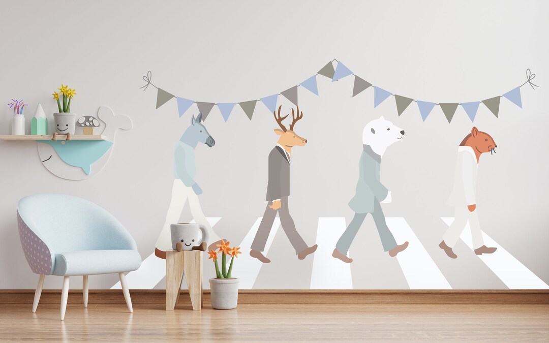 Removable Animals Decal for Kids Room Animals Cross the Road Wall ...