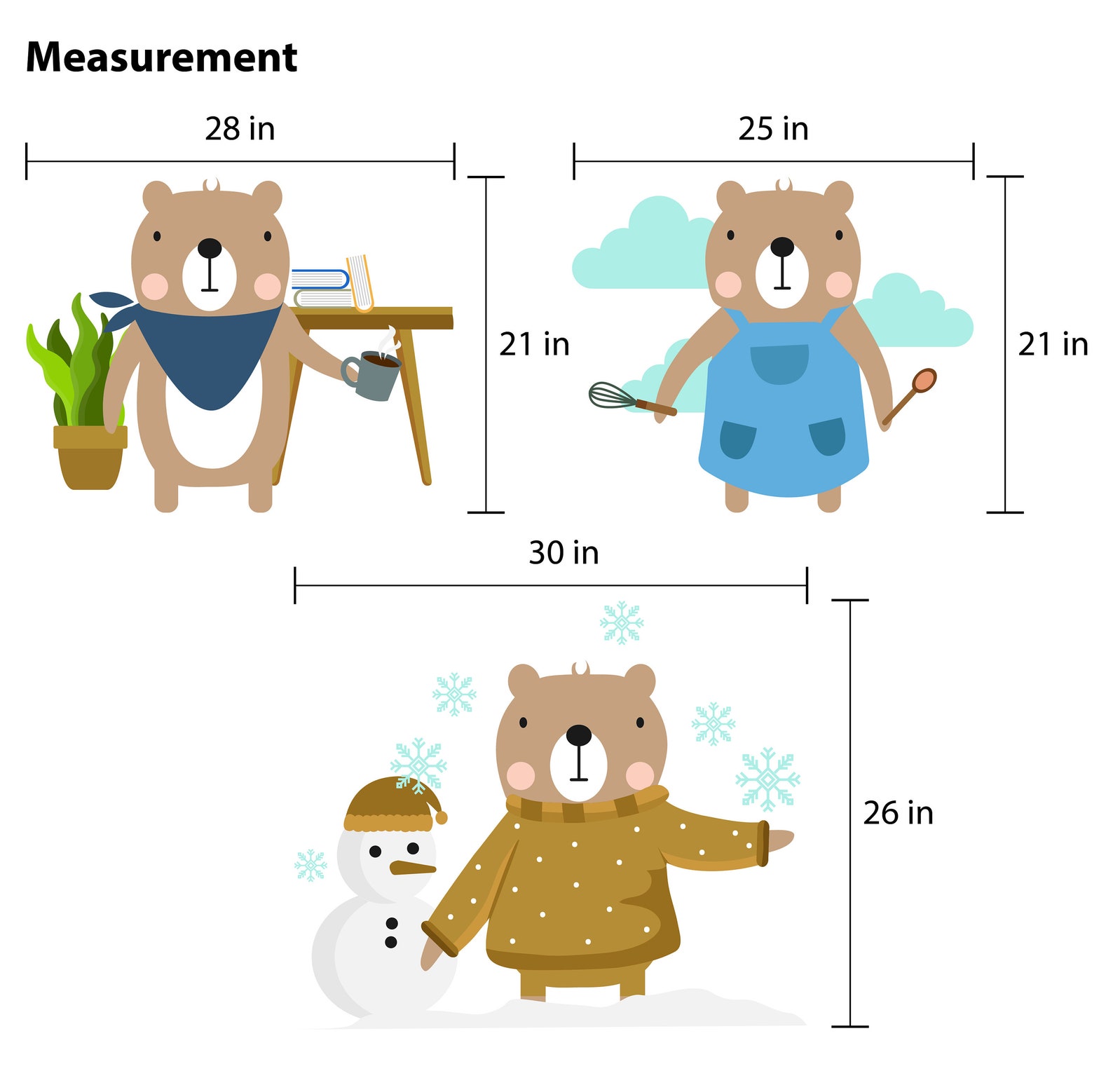 Bears With Chores Wall Decal Removable Wallpaper for Kids Nursery Wall ...