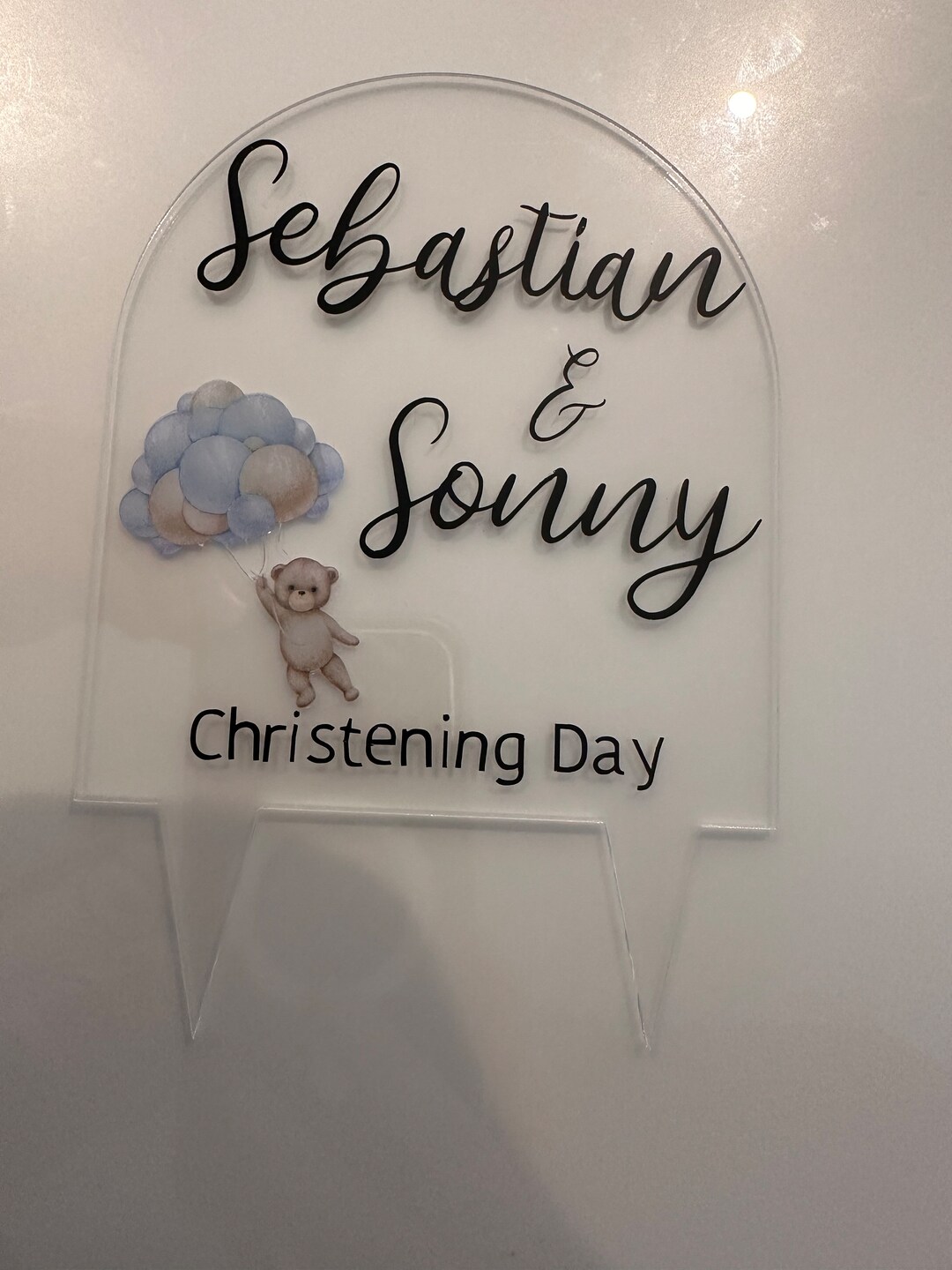 Arch Cake Topper Blue Bear. Cake Topper for Christening, Baby Blue Bear ...