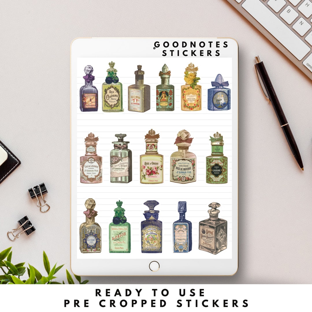 French Perfume Cologne Labels Digital Stickers for Goodnotes Ephemera ...