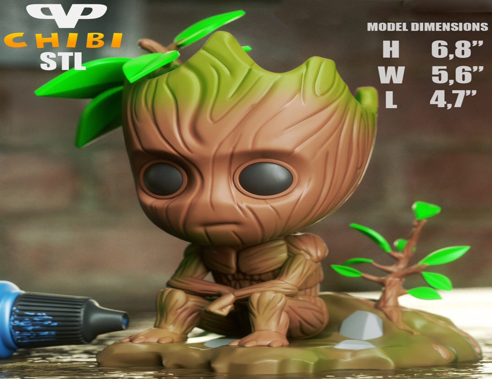 Baby Groot CHIBI 3D Printer Files Baby Groot CHIBI 3D STL File Cute ...
