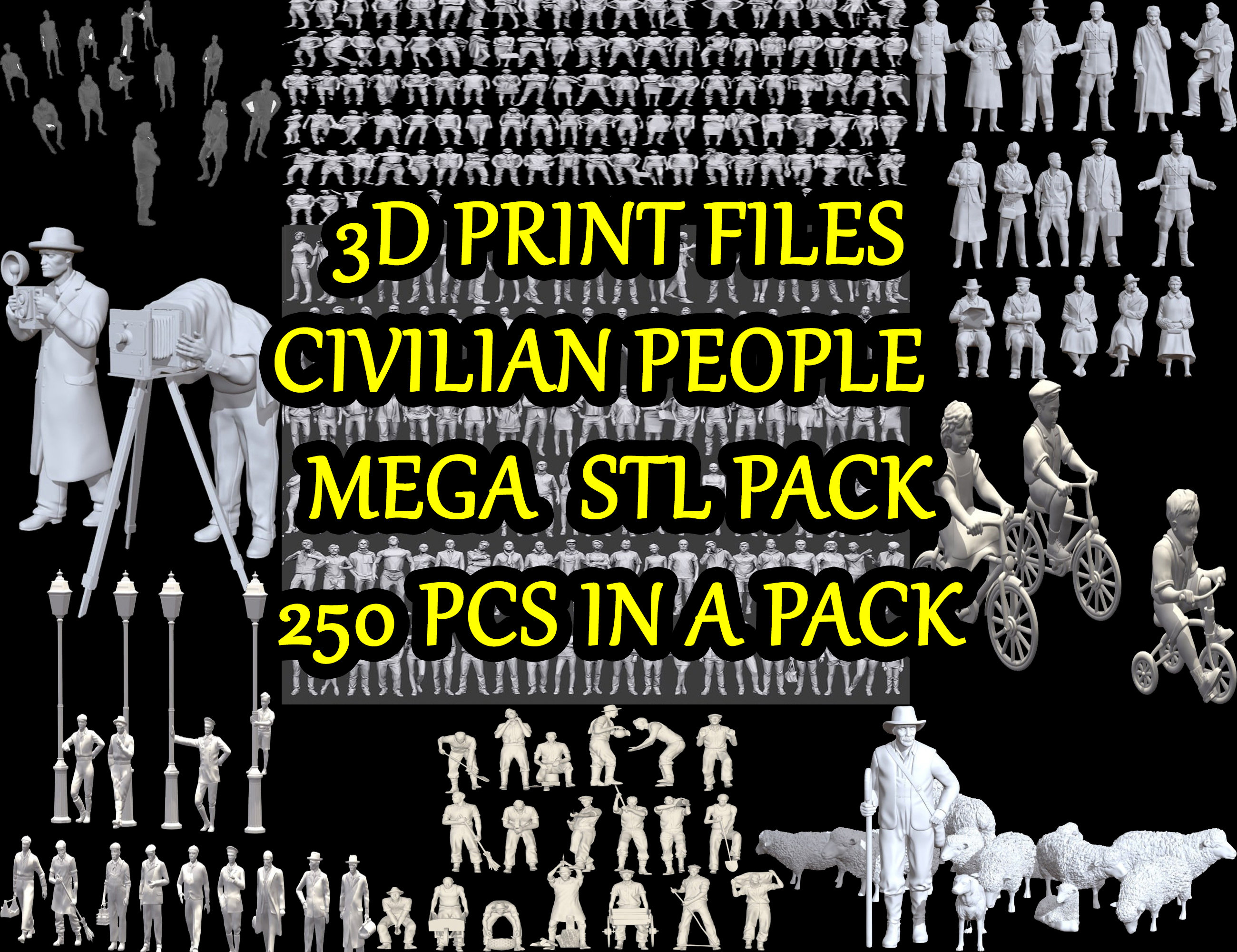 Civilian People Mega Bundle 3D Printer Files Civilian People Mega STL ...