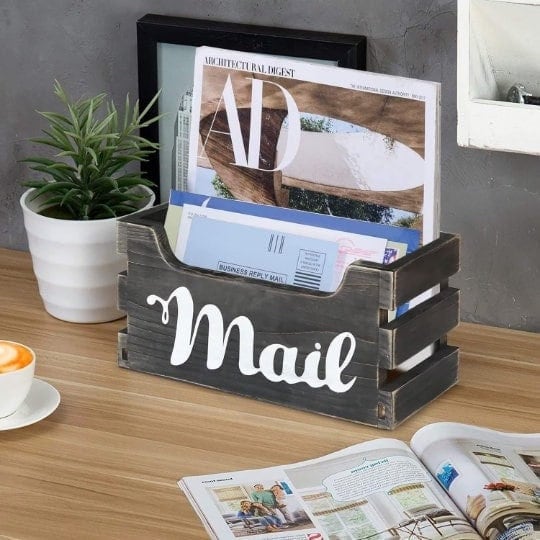 Decor Rustic Mail Holder Box Rustic Wood Mail Organizer With - Etsy