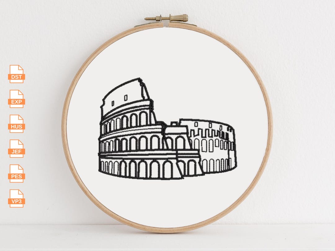 Minimal Colosseum Embroidery Pattern PDF, Rome Cross Stitch ...