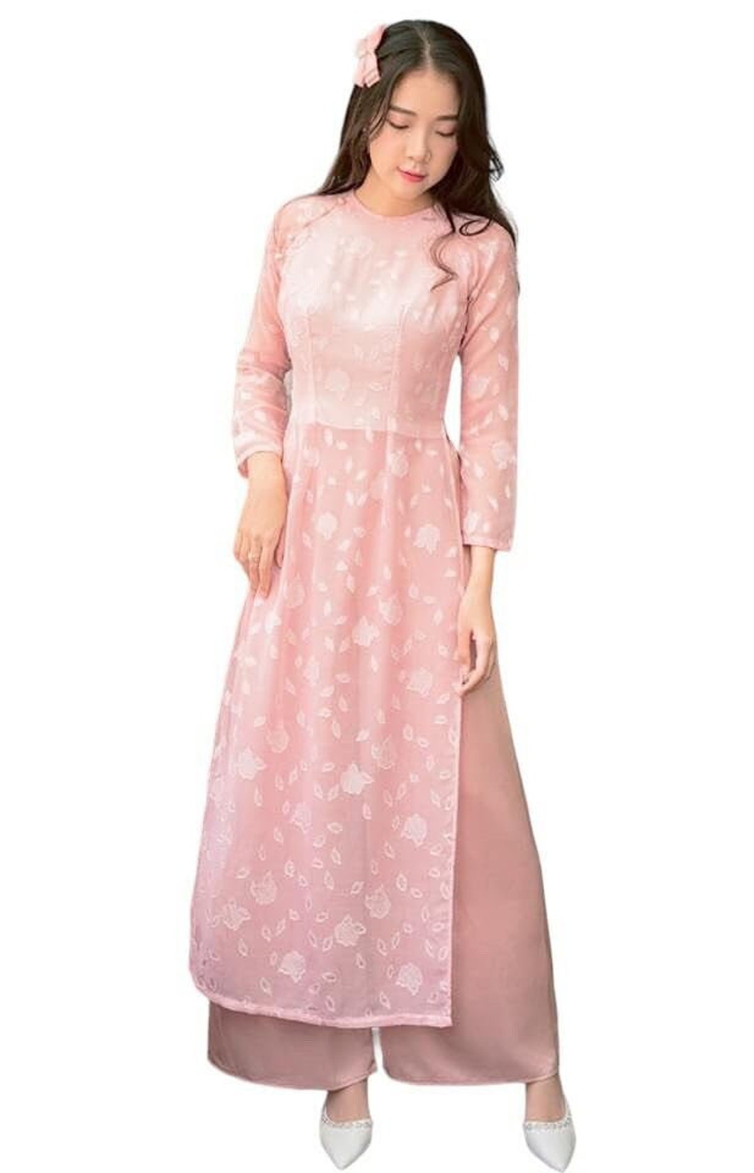 Elegant Traditional Ao Dai Ao Dai Voan Det Ao Dai for Women Ao Dai for ...