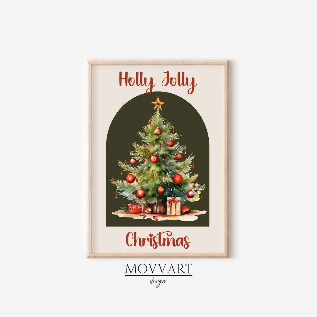 Retro Christmas Tree Print DIGITAL DOWNLOAD Pink Christmas - Etsy