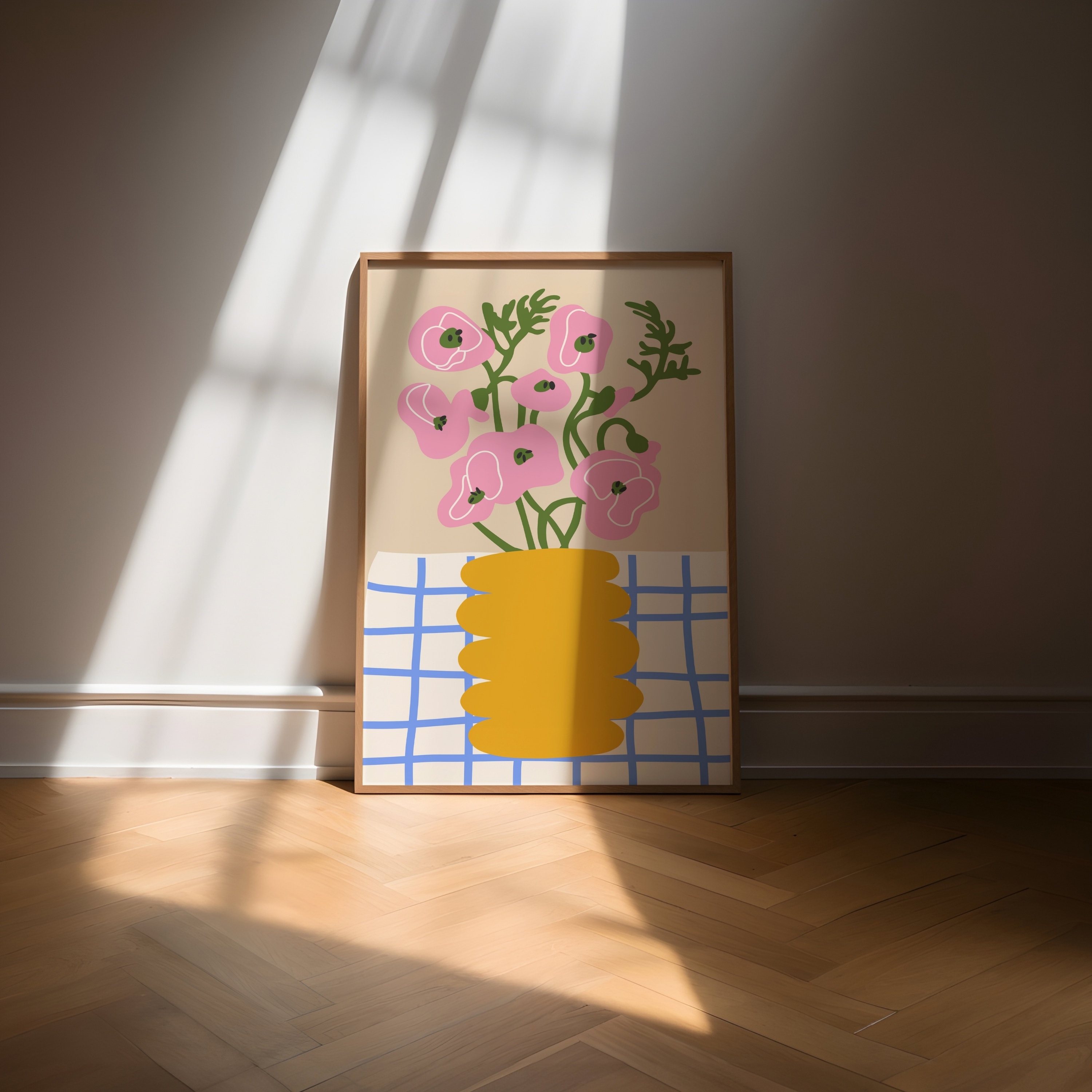 Modern Contemporary Colorful Floral Art Print, Digital Download, Poppy ...