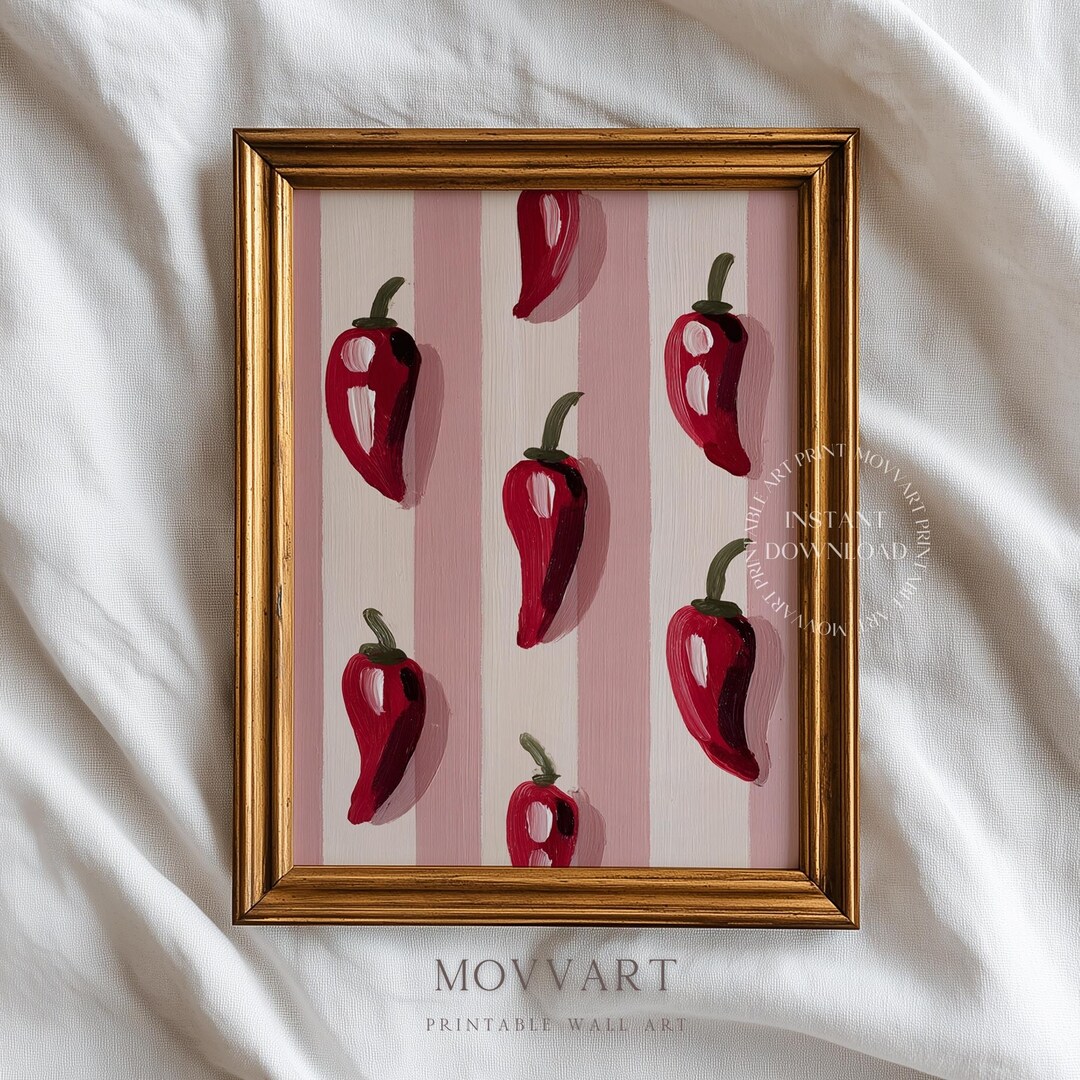Chili Pepper Printable Wall Art, Red Pepper Illustration, Kitchen Decor ...
