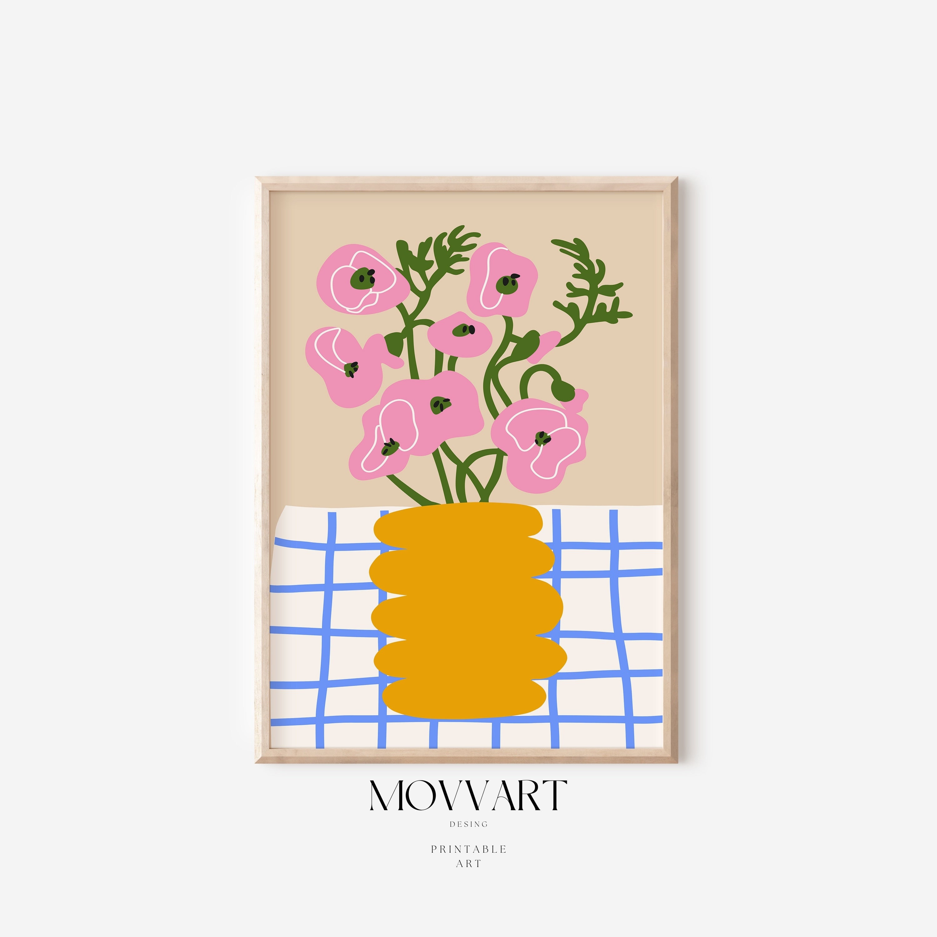 Modern Contemporary Colorful Floral Art Print, Digital Download, Poppy ...