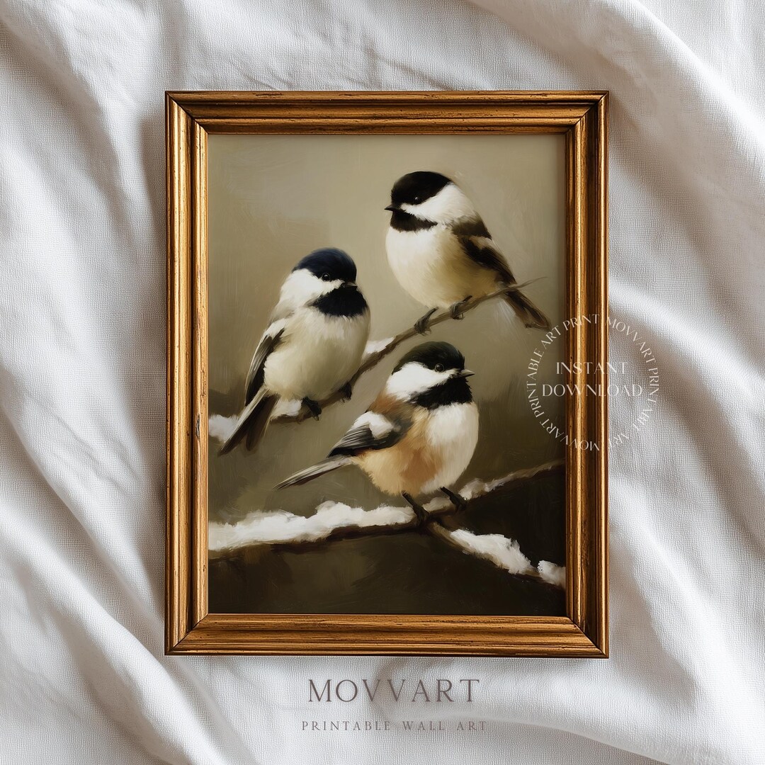 Cottagecore Birds Printable Wall Art, Small Birds on Branch ...