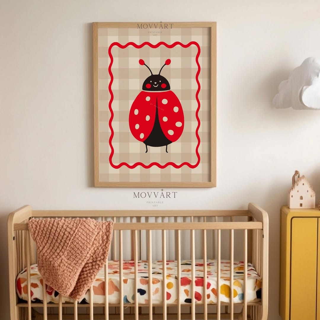 Nursery Lady Bug Printable Wall Art, Gender Neutral Decor, Red Bug ...
