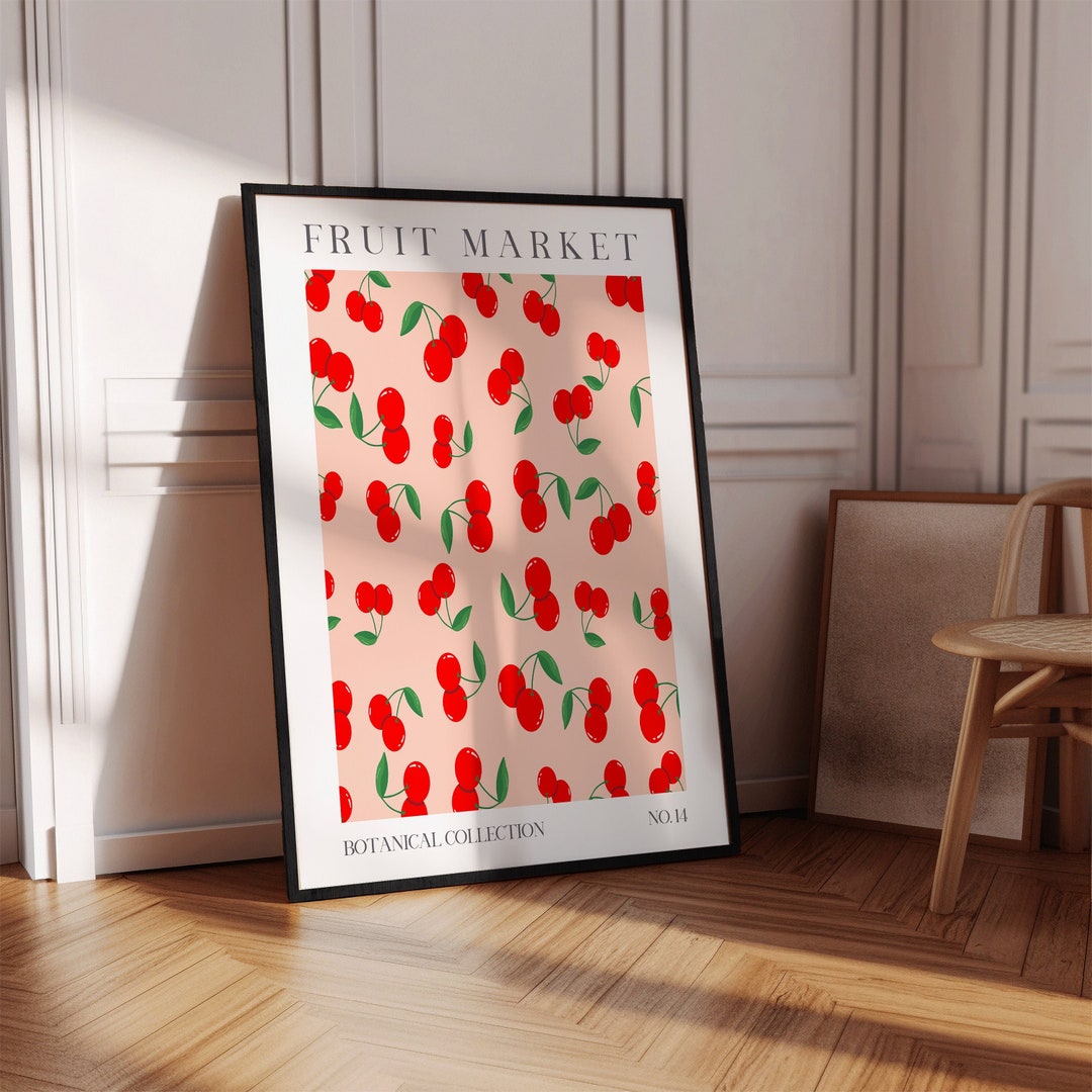 Fruit Market Cherry Print,fruit Market Poster, Fruit Wall Art, Cherry ...