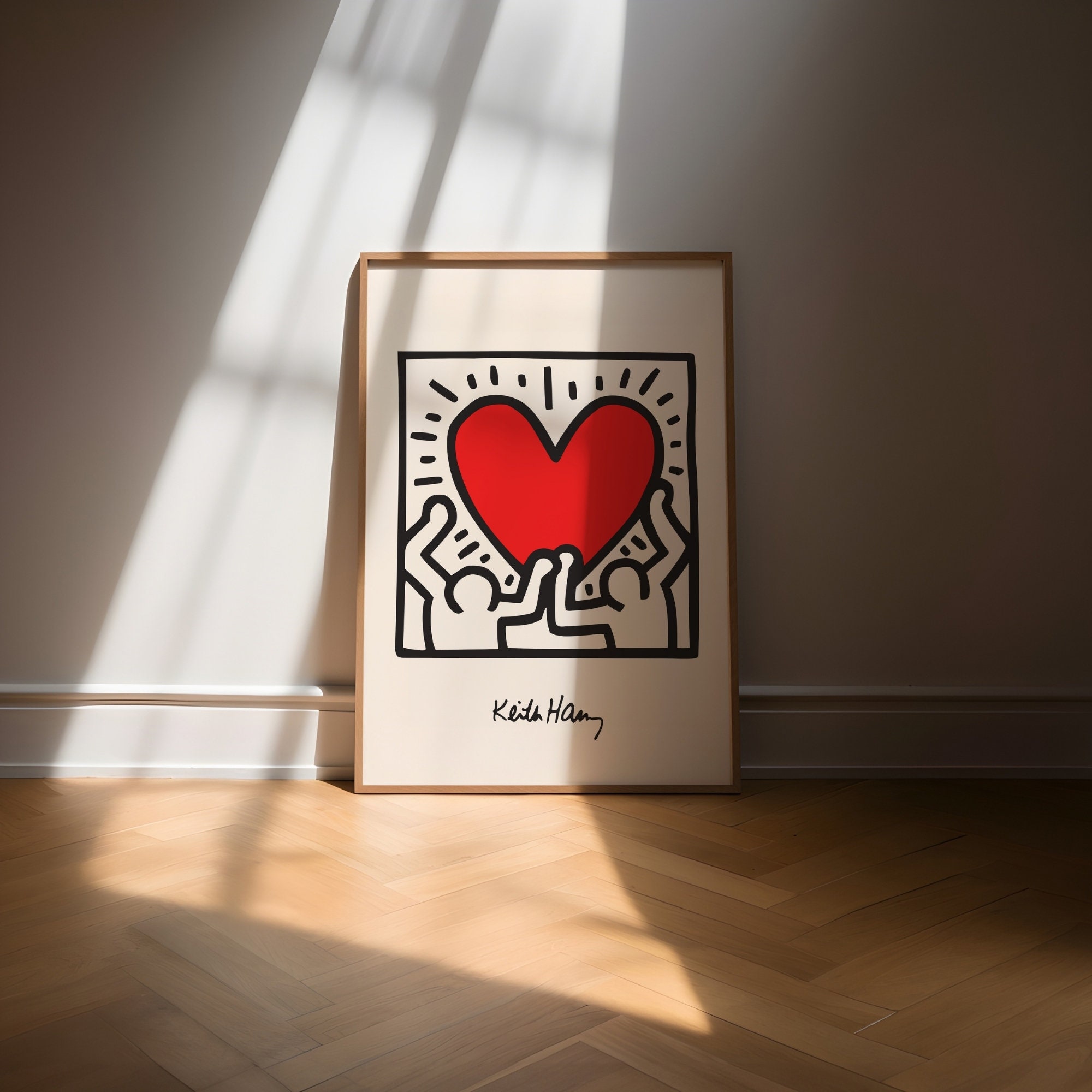 Keith Haring Print Poster, Keith Haring Heart, Dijital Keith Haring ...